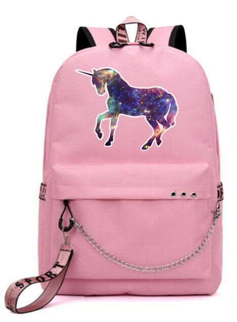 Рюкзак с Единорогом (Unicorn) розовый с цепью №8