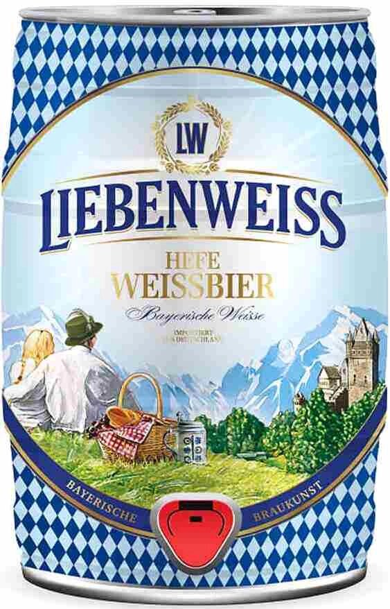 Пиво "Liebenweiss" Hefe-Weissbier, mini keg, 5 л