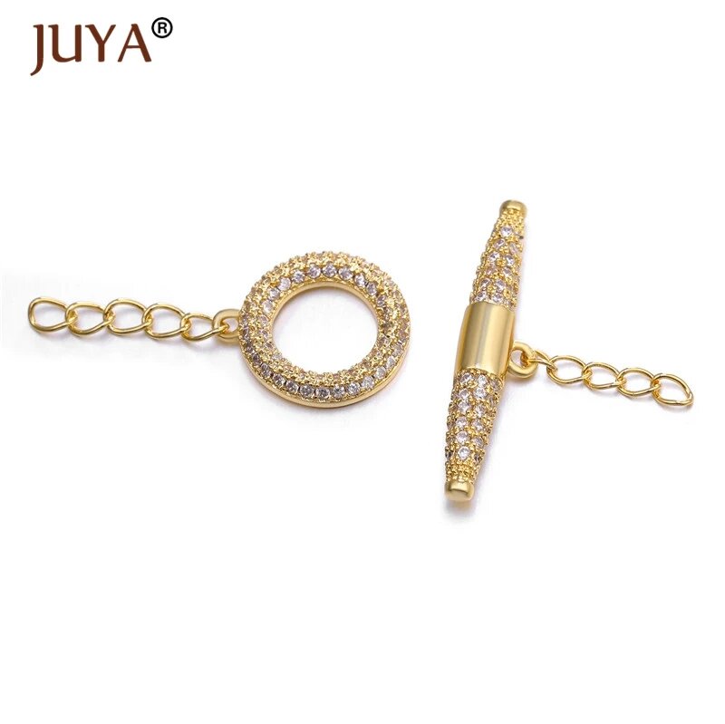 Застежки-тогглы Juya из меди с цирконием AAA Gold