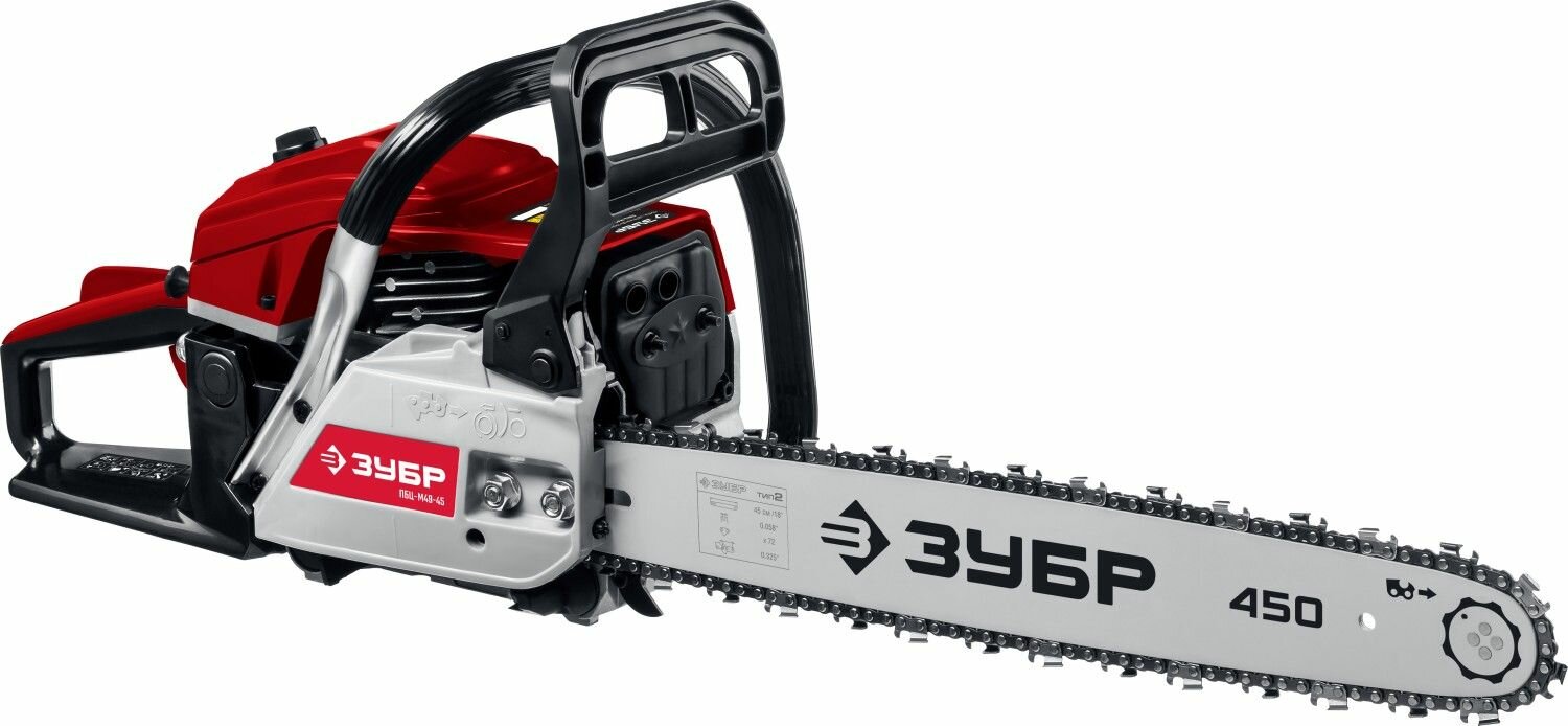 Бензопила ЗУБР, 49 см , 45 см, профессиональная, мощная, надежная ПБЦ-М49-45