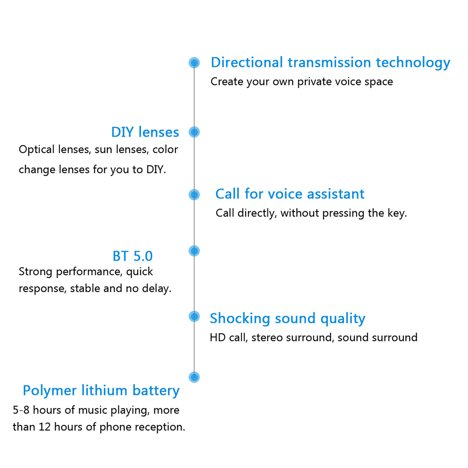 Умная беспроводная гарнитура Bluetooth 5.0 Музыкальные очки Солнцезащитные очки для езды на велосипеде Наушники Спортивные наушники Встроенный динамик