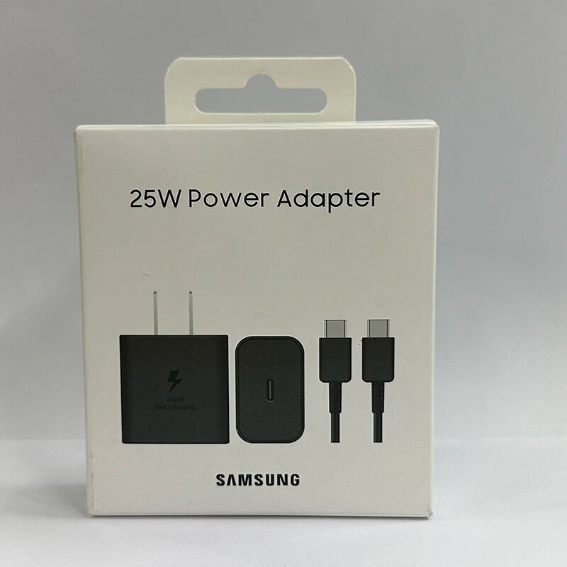 Оригинальное зарядное устройство Samsung 25 Вт Super Fast Charge Адаптер USB C Black 25W US Set