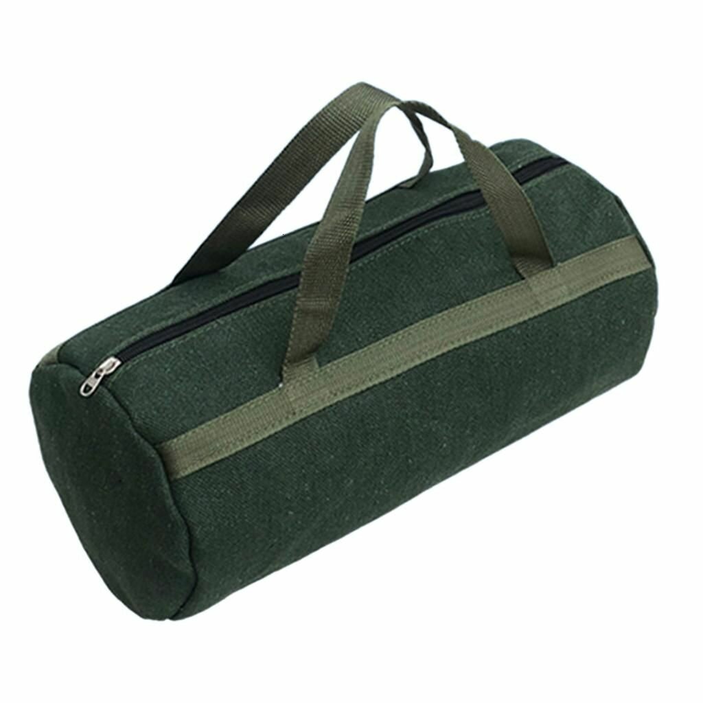 Холщовая сумка для инструментов (зеленая, круглая, 30 15см)