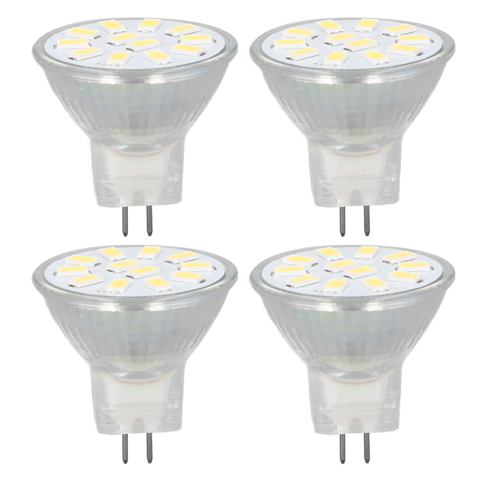 Комплект из 4-х LED точечных ламп MR11 с двойным ножевым контактом, 3W, 360° теплоотведение, холодный белый свет, 12 светодиодов