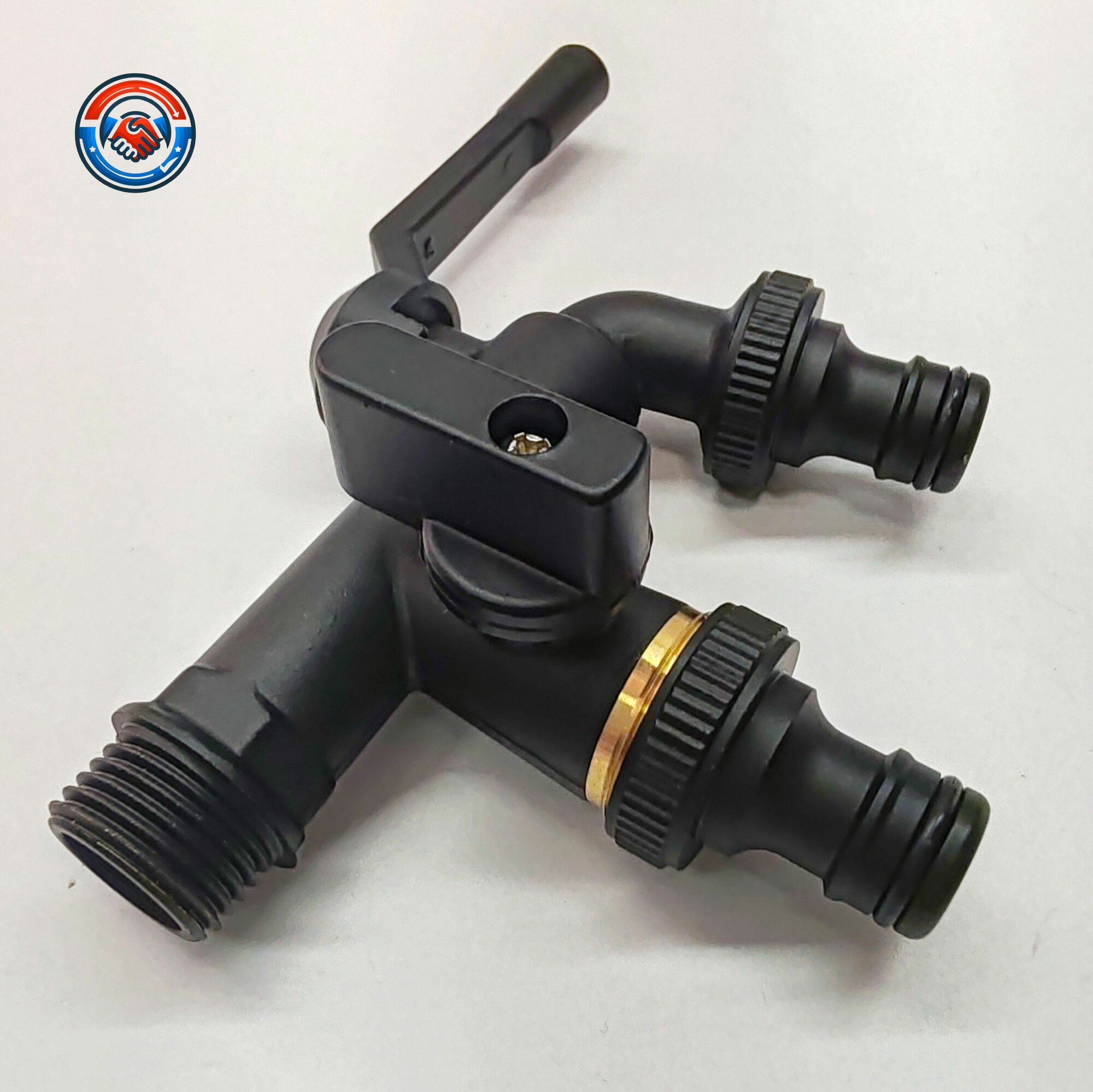 Кран водоразборный шаровый латунный 1/2" с быстросъёмным штуцером, универсальный кран для дачи, сада и строительных работ, надёжный двойной кран для воды