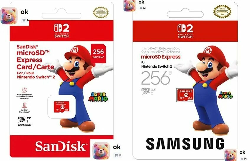 SanDisk or Sumsung microSD Express Card для Nintendo Switch 2 - 256 GB