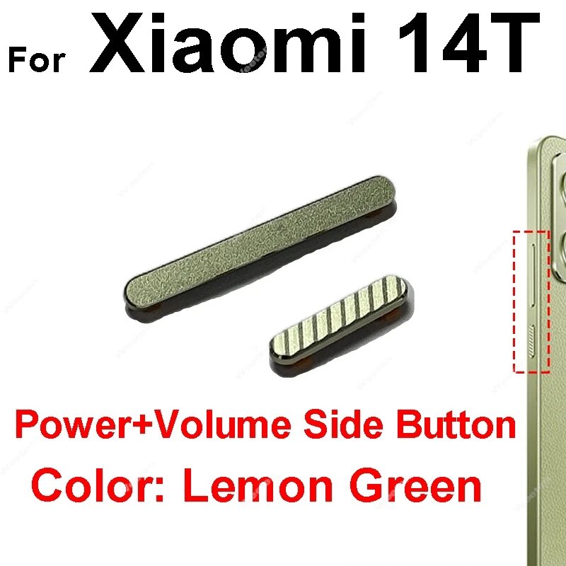 Боковая кнопка включения и выключения громкости для Xiaomi 14 14T Pro, боковые клавиши сверхмощного громкости, запасные части для ремонта 14T-Lemon Green