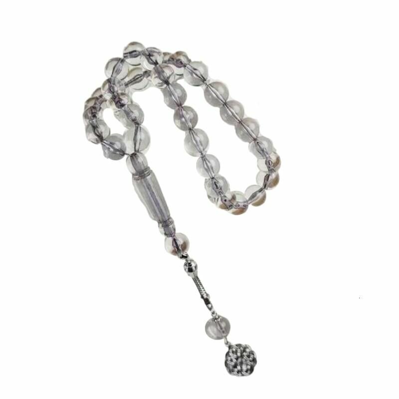 Акриловые мусульманские четки 33 бусины, Серый