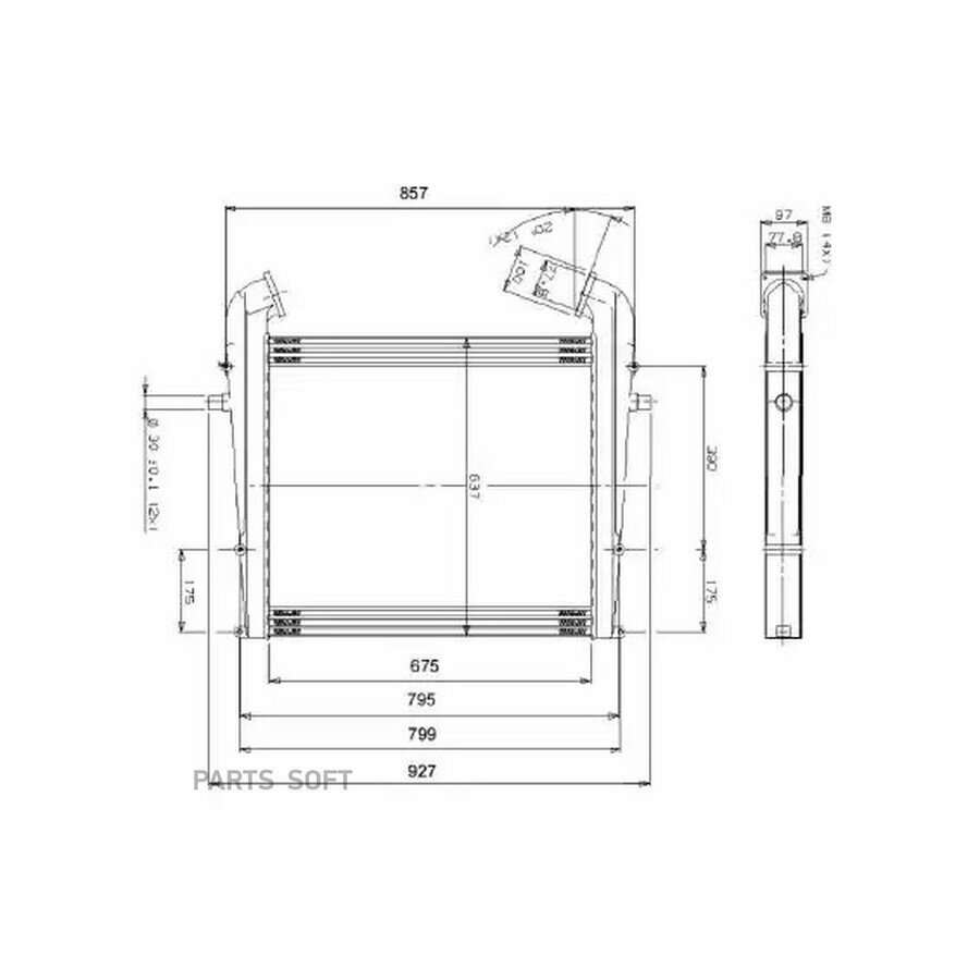 Интеркулер675x637x62 Scania 2-/3-series 81-86 от официального дистрибьютора, NRF, артикул 309001