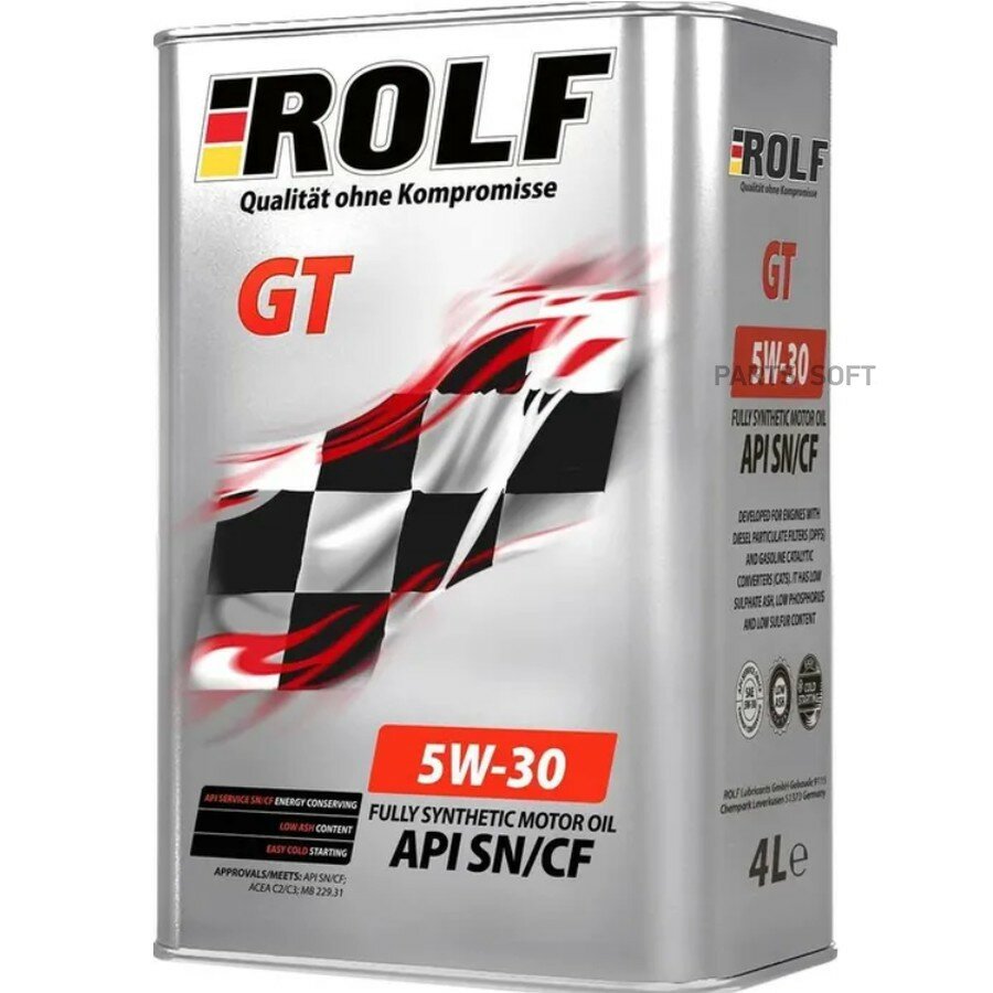 Масло моторное синтетическое ROLF GT SAE 5W-30 API SN/CF 4л от официального дистрибьютора, ROLF, артикул 322228