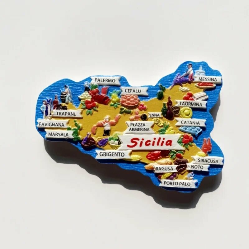 Италия, Сицилия, карта географии, украшение логотипа, изделия ручной работы, магнитные наклейки на холодильник, коммутация туризма