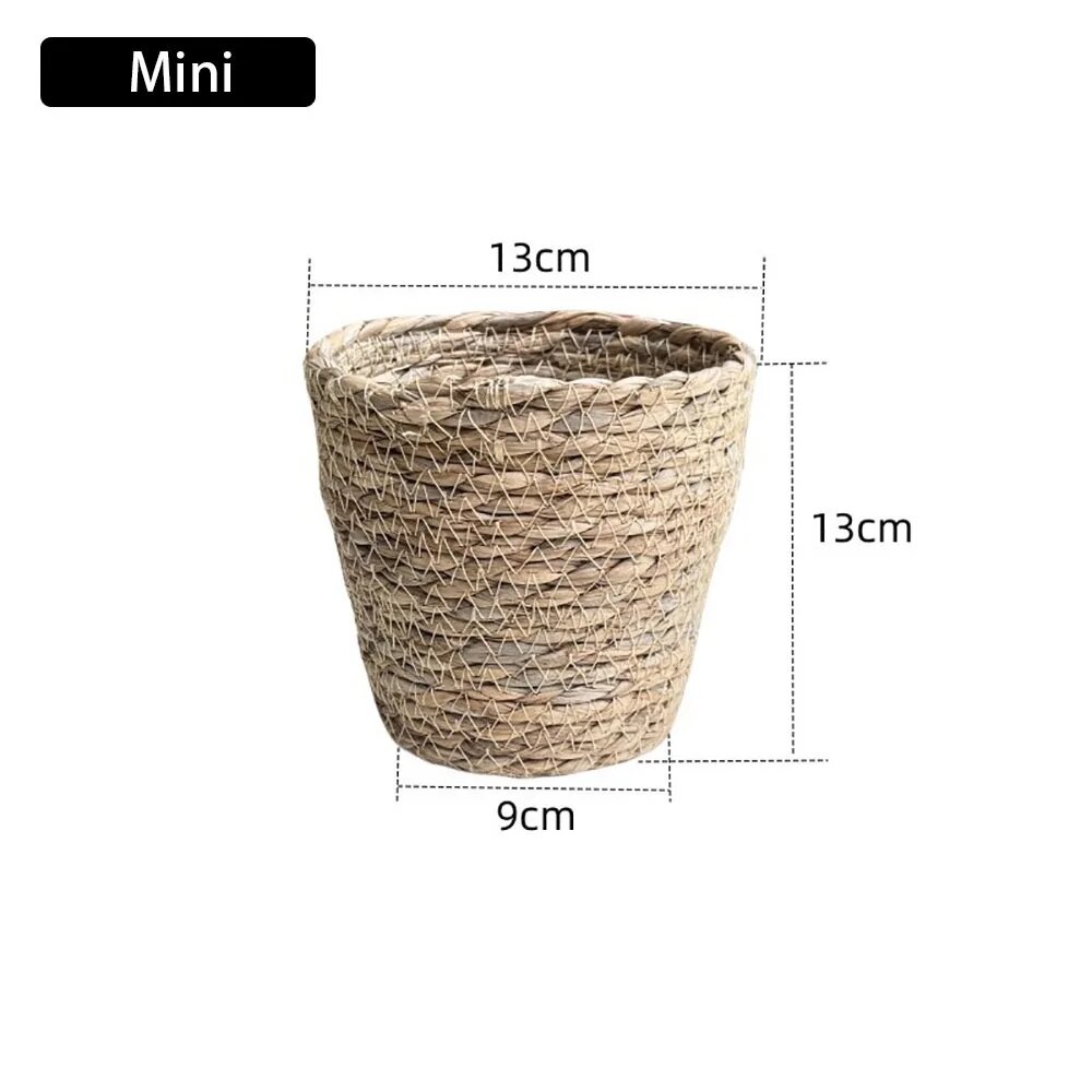 Плетёное кашпо из соломы Mini, 13x9x13 см