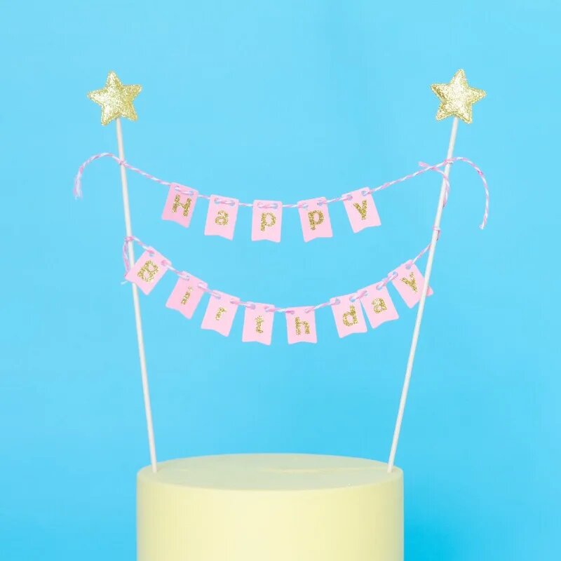 Флажок "С Днем Рождения" для торта KUKUZHU Светло-серый