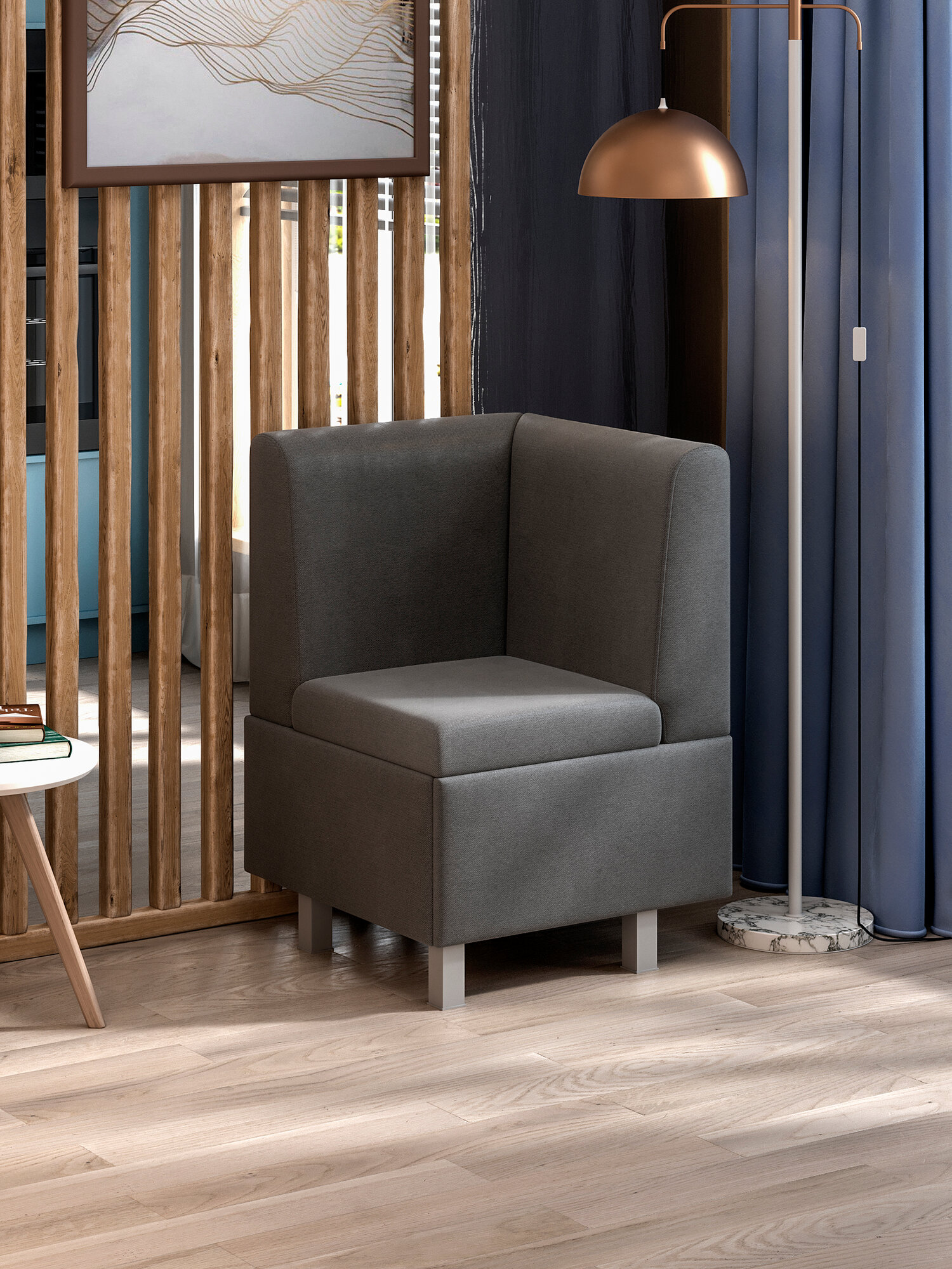 Диван угловой Мебель ТриЯ Каир Исп.2 Велюр Camaro 18 (серый)