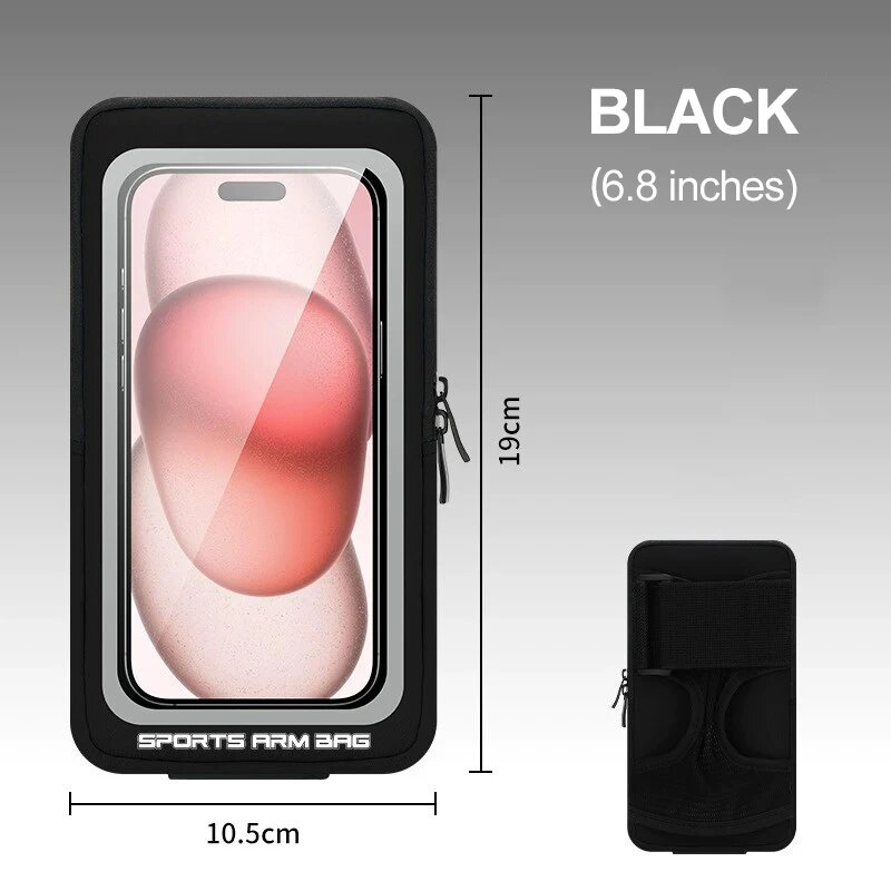 Повязка на руку на телефон Сумка для мобильного телефона Наручные повязки Mp3 mp4 Сумки Black