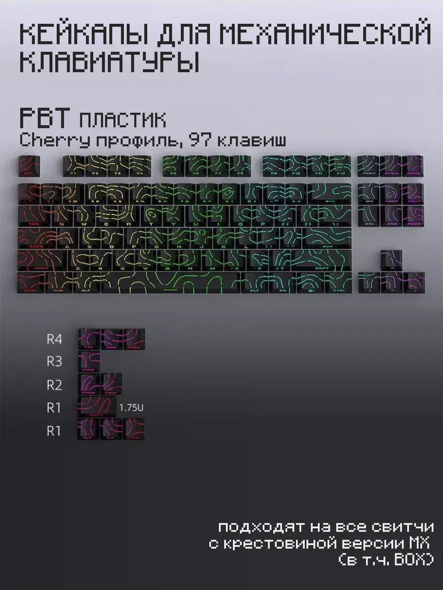 Кейкапы для механической клавиатуры набор Контурные клавиши PBT, высота OEM