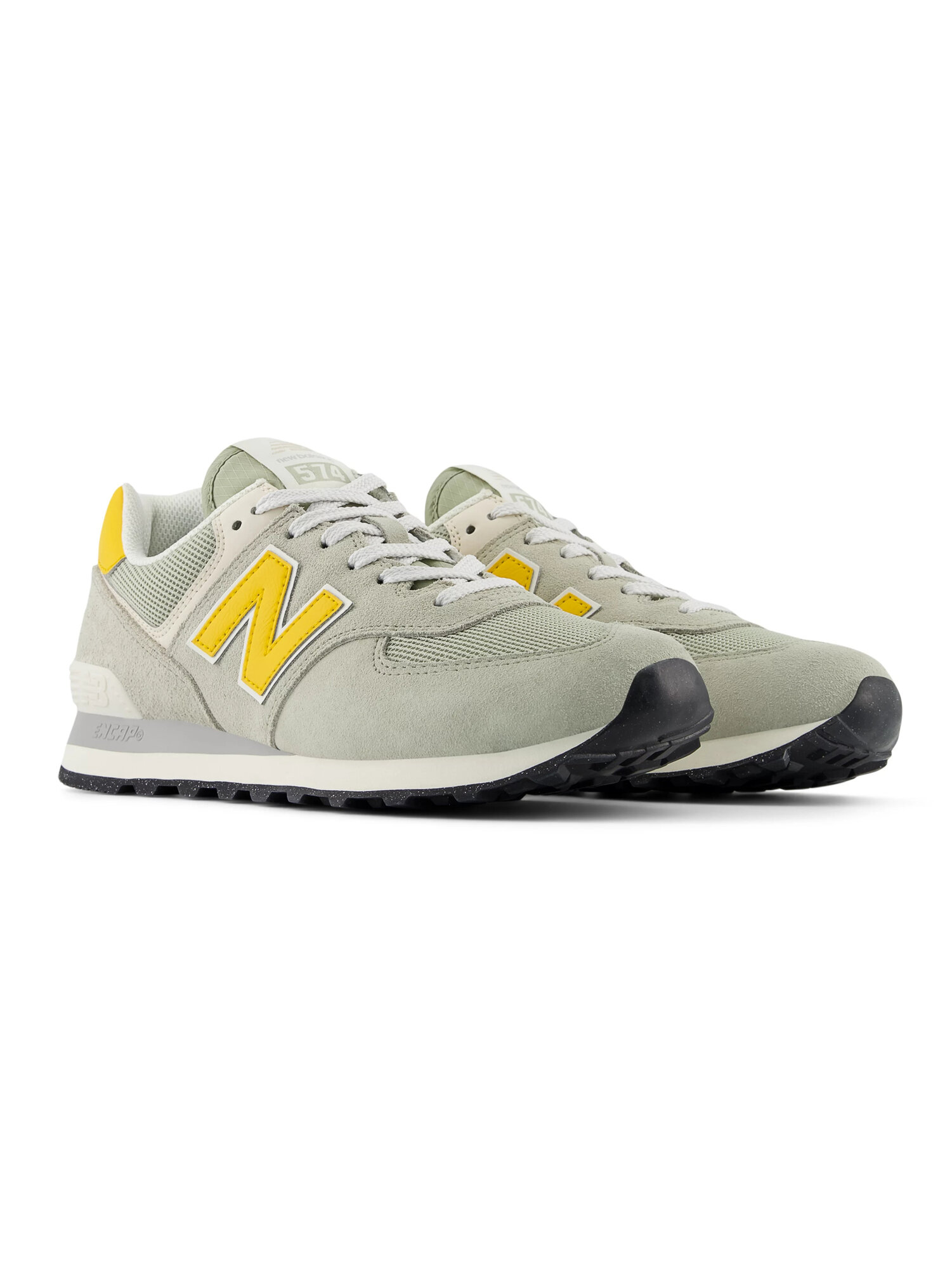Кроссовки New Balance 574, размер 7,5 US, оливковый/желтый — фото 1