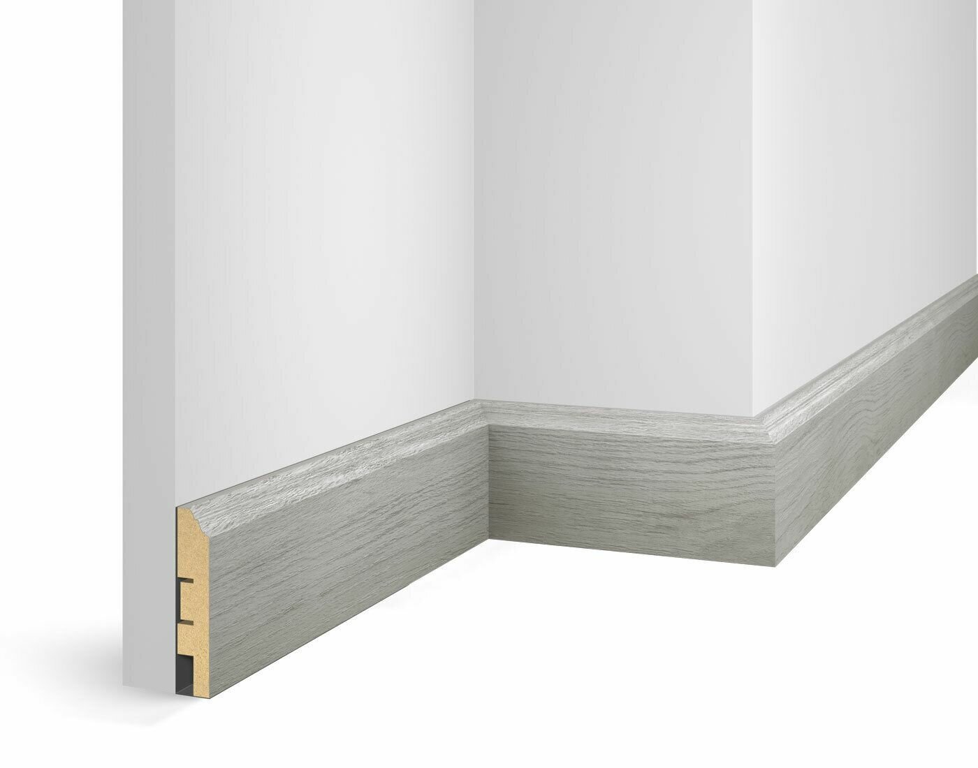 Плинтус 6 штук. 80x16x2400 мм. дуб Старинный светло-серый. WP07 экошпон Cosca МДФ