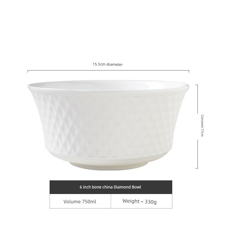 Чаша из костяного фарфора Цзиндэчжэнь, бытовая белая миска для риса, керамическая чаша, новая чаша для лапши, посуда,