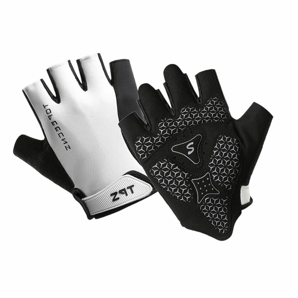 Нескользящие дышащие спортивные перчатки, полупальцевые, для фитнеса, велосипедные перчатки без пальцев, для поднятия тяжестей, тренировок, Белый - L