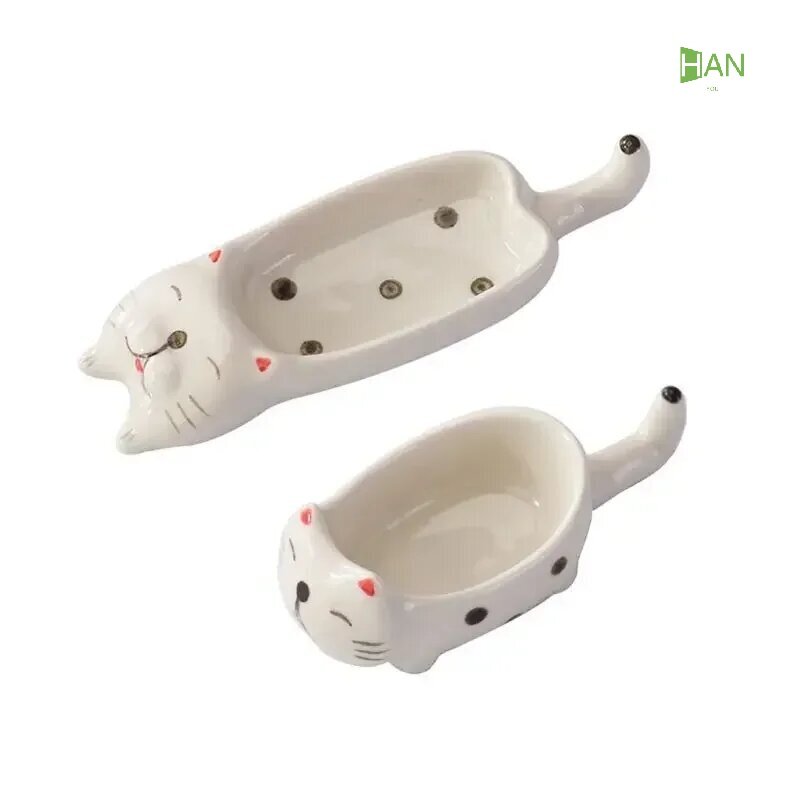 Эксклюзивный набор из двух белых тарелок для соуса DIVEDEER в форме кошки