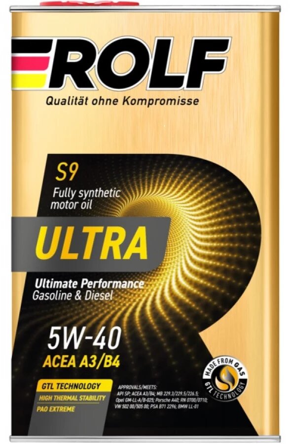 Rolf ROLF ULTRA SAE 5W-40 ACEA A3/B4 API SP, (металл), 4L