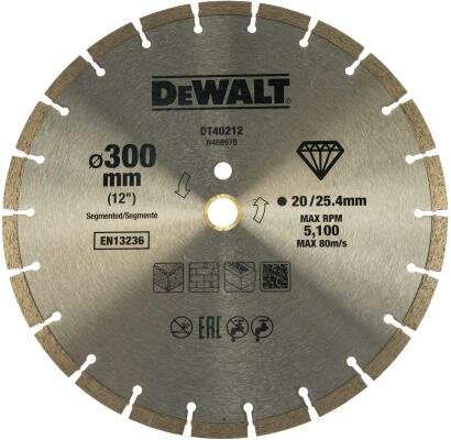 DeWalt Алм. круг сегм. универс.300х25.4 (кольцо 20 мм в комплекте)