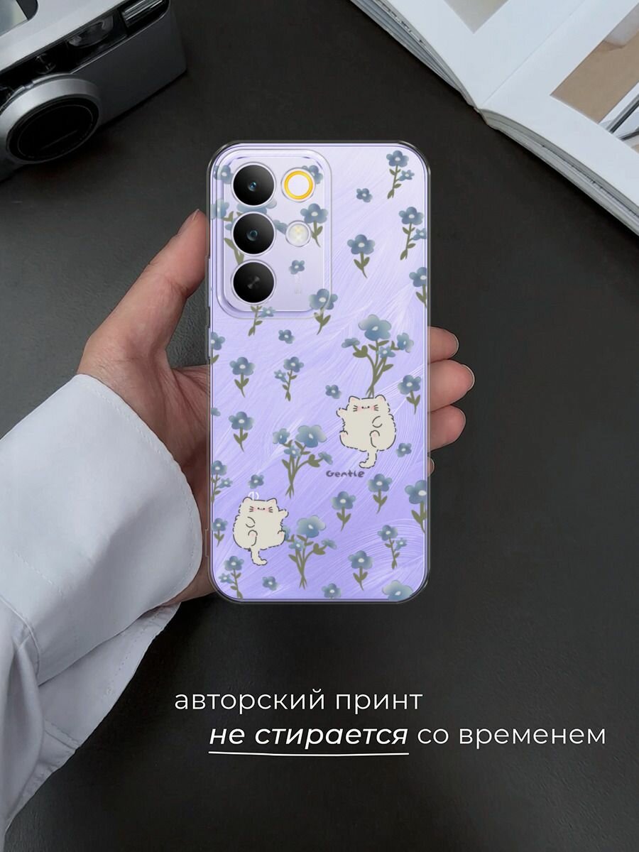 Чехол на Realme C85 Pro / Реалми C85 Про с принтом Gentle cats, прозрачный — фото 1
