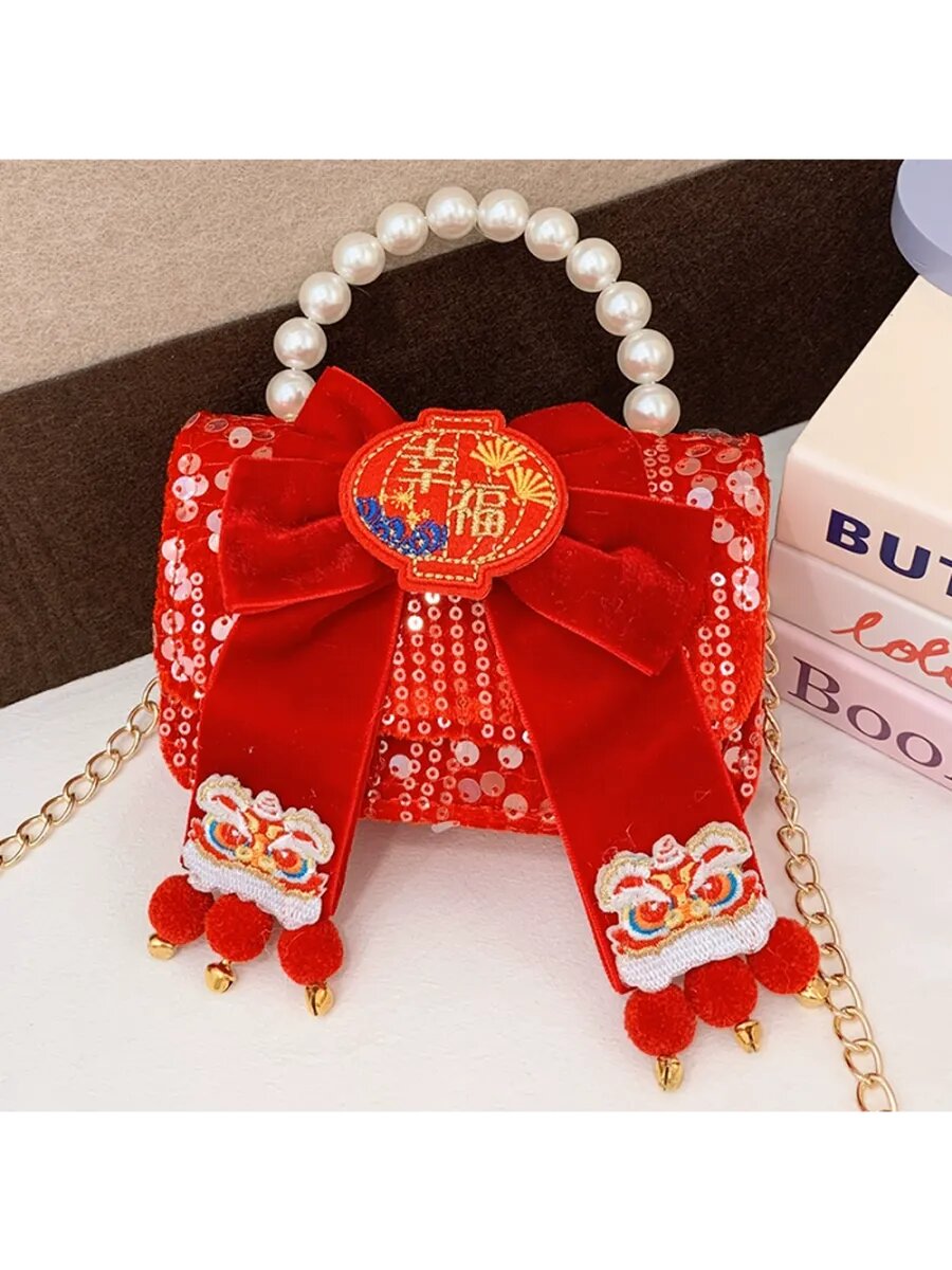 Детская сумка принцессы - Красная с символом счастья