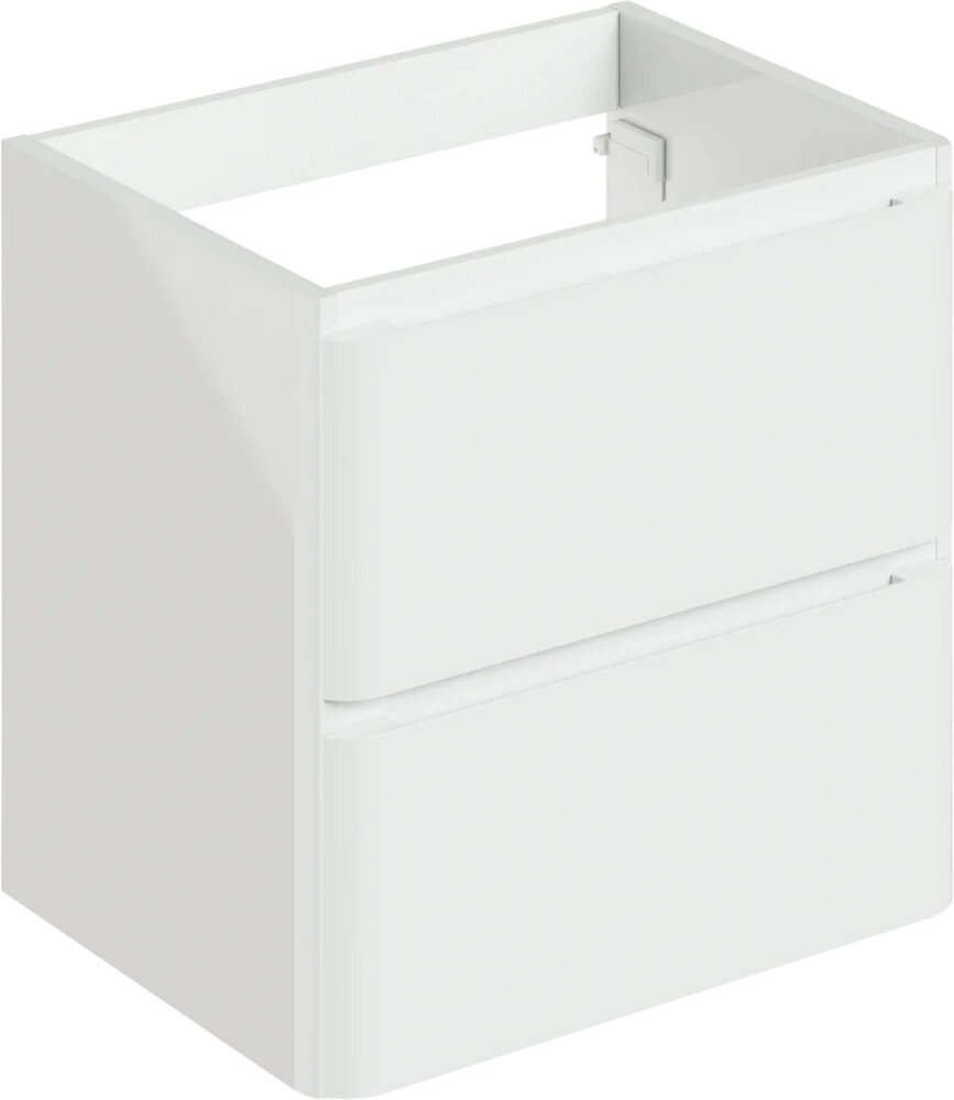 Тумба под раковину без столешницы Itana Roberto 60 подвесная, белая, глянцевая, из МДФ, тумба для ванной, с ящиками, с доводчиками
