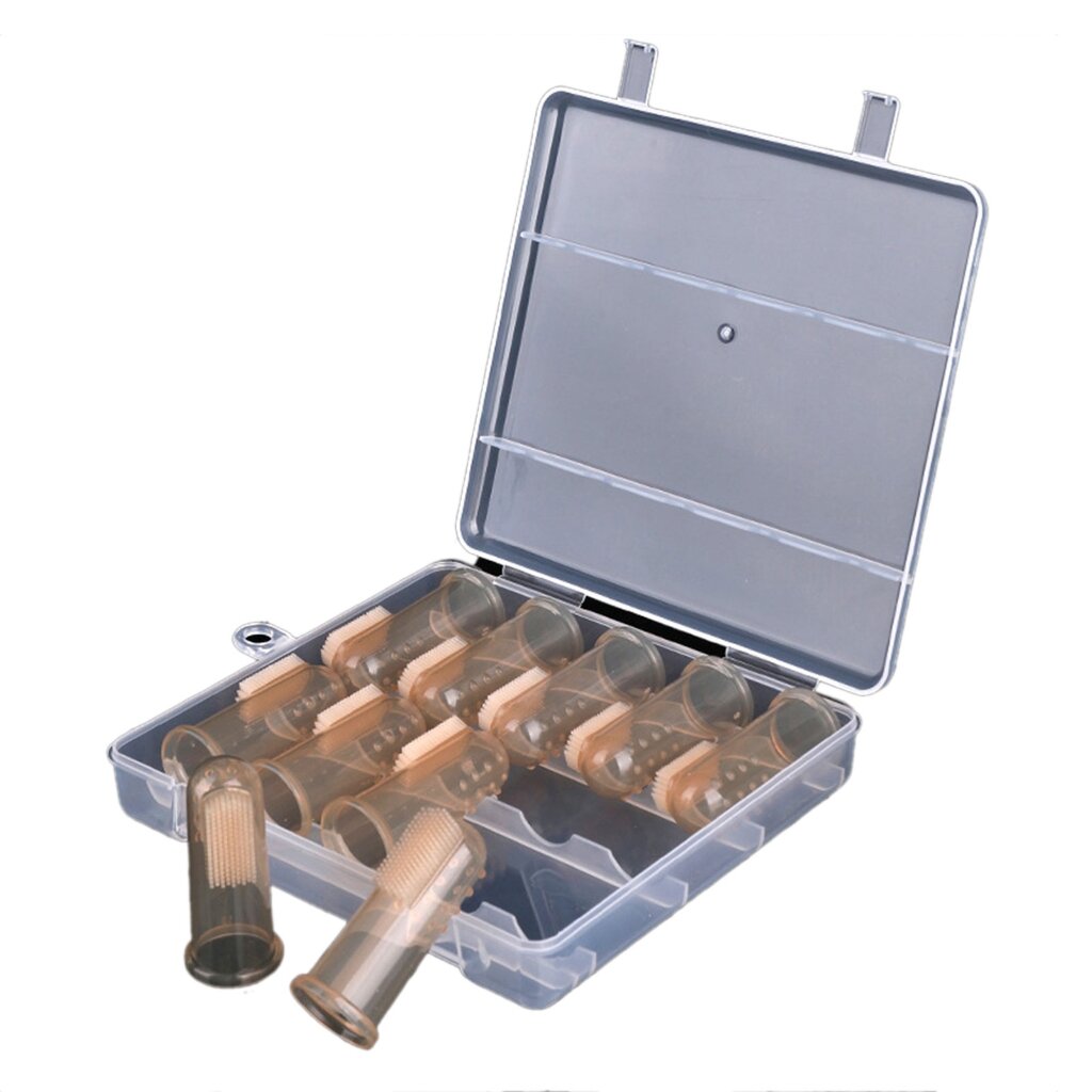 Прозрачные силиконовые детские пальчиковые щетки, 10 шт./компл, обучающие щетки для детской гигиены