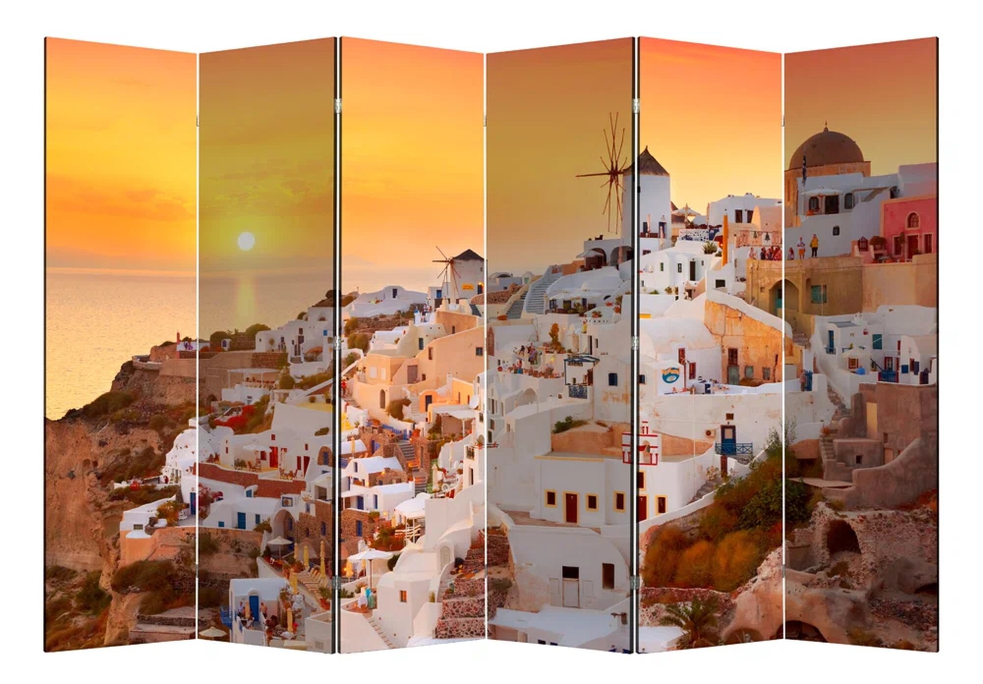 ПВХ ширма перегородка для зонирования Санторини - 6, размер 177х282/47 см