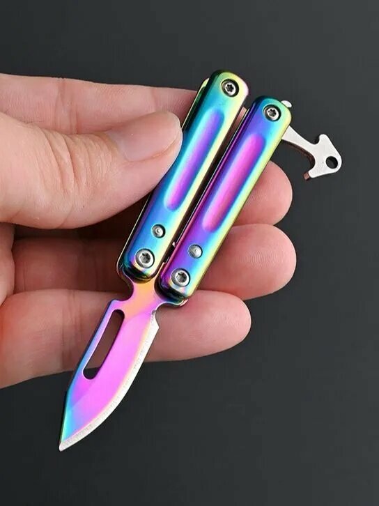 Мини нож-бабочка металлический, 11 см - стильный брелок и тренажер для пальцев, антистресс, Идеальный аксессуар для вашего образа!