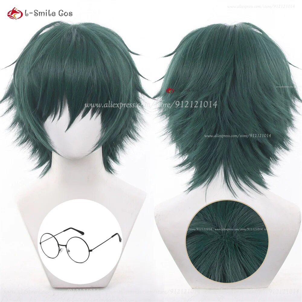 Зеленый косплей парик Wig and Glasees