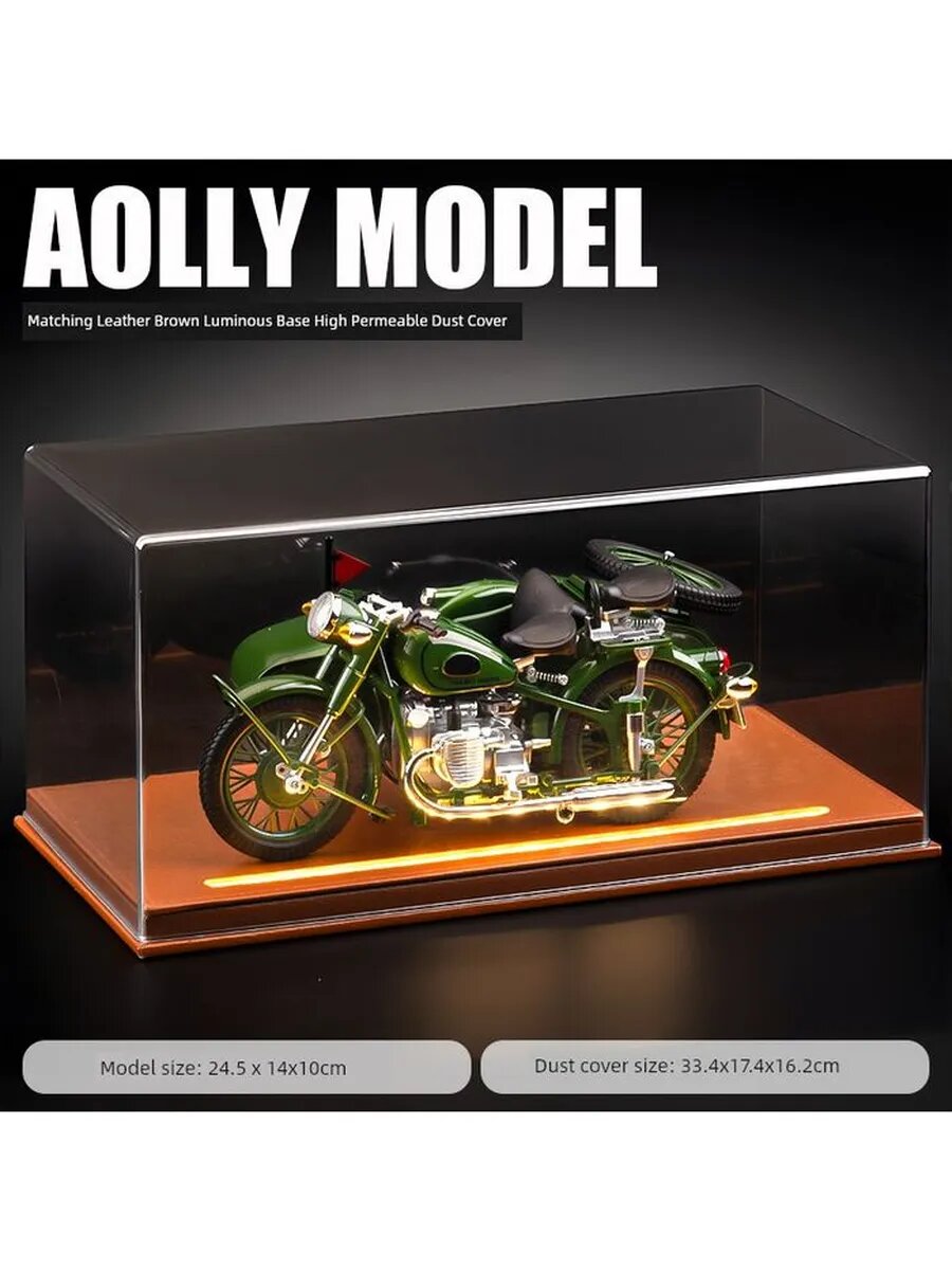 Мотоцикл с коляской 1:10, сплав, ретро, кожаный чехол