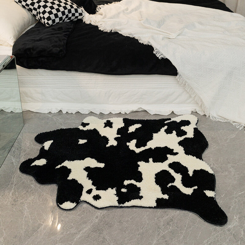 Минималистичный черный ковер с бархатным покрытием для гостиной, мягкий и уютный прикроватный коврик для спальни, декоративный ковер в клетку для эркеров, нескользящий ковер.