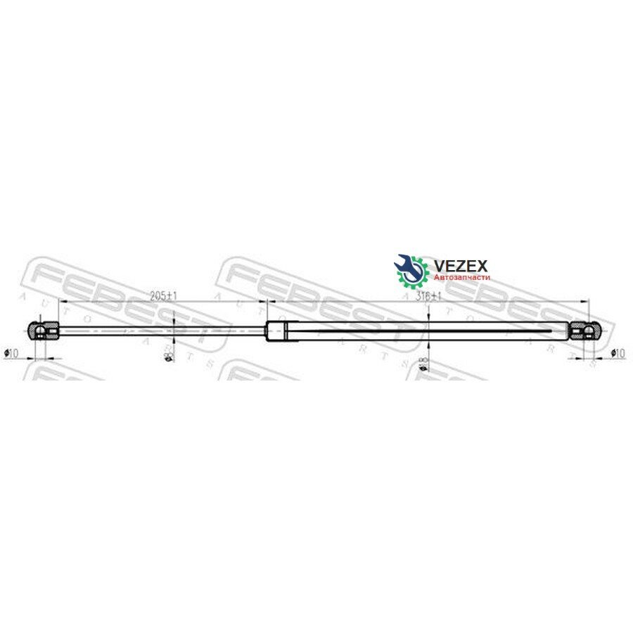 FEBEST 18117003 газовый упор багажника! L539/520N\ Opel Meriva-A 03-10