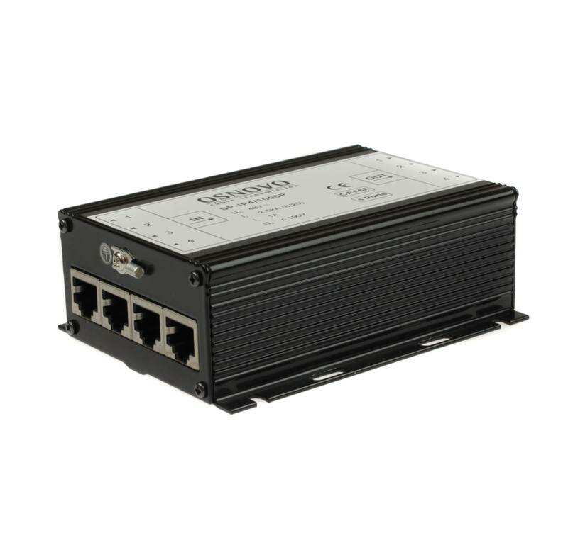 Устройство грозозащиты SP-IP4/1000P для локал. вычислит. сети на 4 порта (скорость до 1000Мб/с) с защит. линий PoE OSNOVO 14281