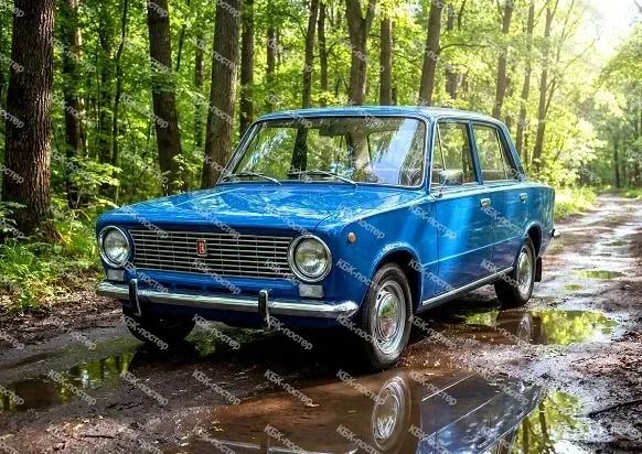 Советский автомобиль "ВАЗ-2101" - жигули копейка. 21х30 см. Постер А4_042.