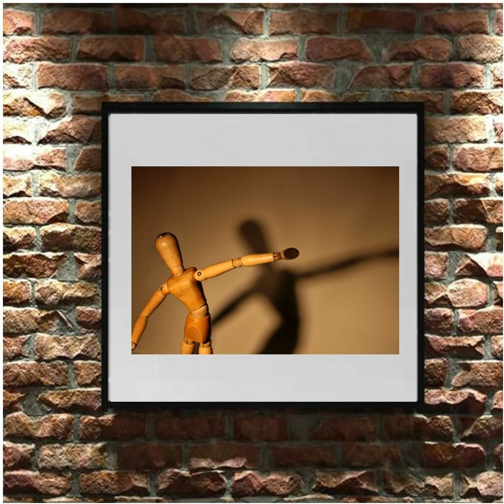 Постер "Деревянный человечек" от Cool Eshe из коллекции "Креатив", плакат на стену А4 (29,7 х 21 см) для интерьера