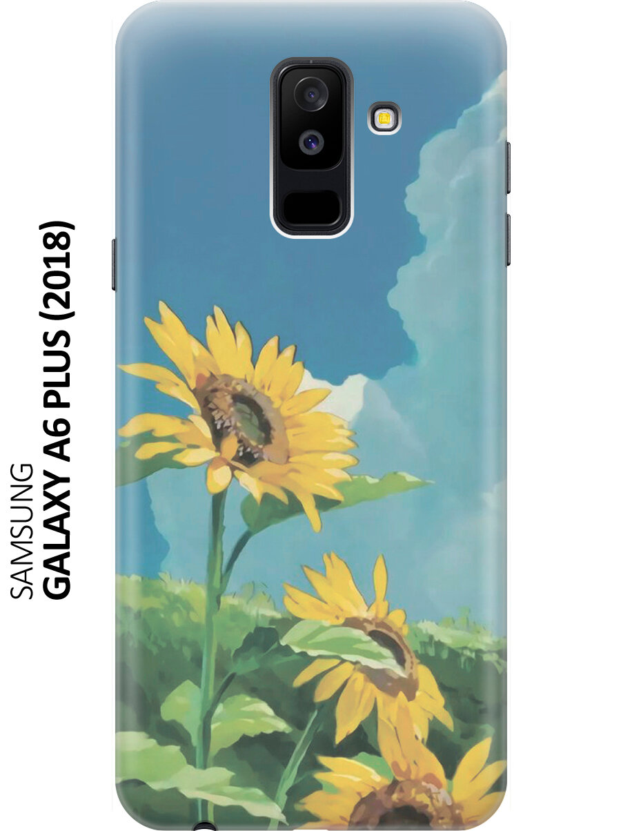 Силиконовый чехол Три подсолнуха в поле на Samsung Galaxy A6+ (2018) / Самсунг А6 Плюс 2018