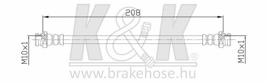K&K FT3313 Шланг тормозной задн MITSUBISHI: COLT IV (CAA) 1.3 GLI 12V/1.6 92-96