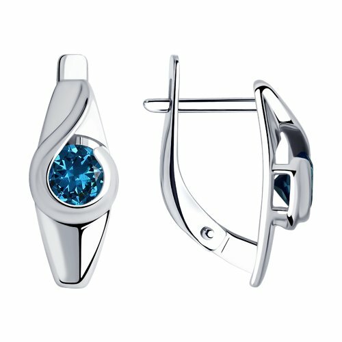 Серьги, серебро, 925 проба, родирование, топаз