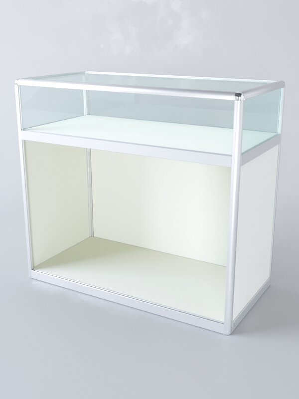 Прилавок из профиля прямоугольный №2 (без дверок), Белый. Производитель товара - компания Westcom.