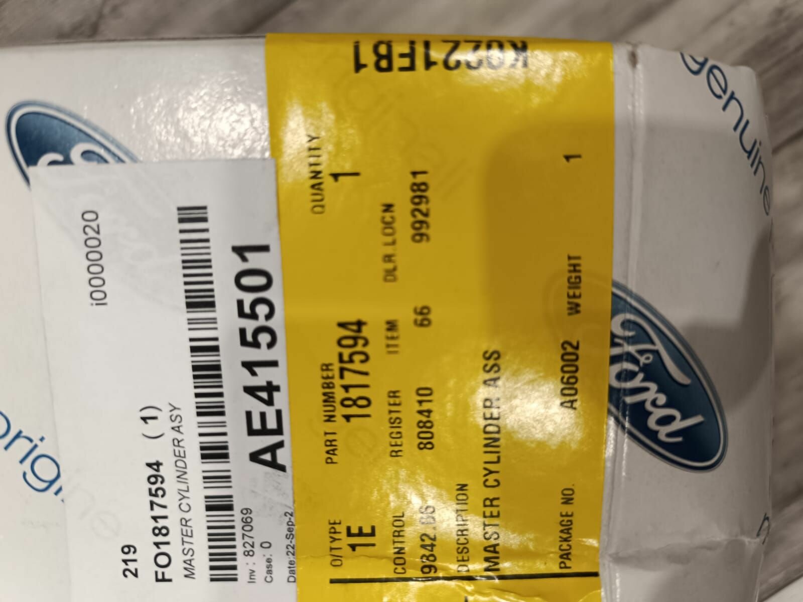 Цилиндр сцепления Ford 1817594, рабочий, новый, оригинальный