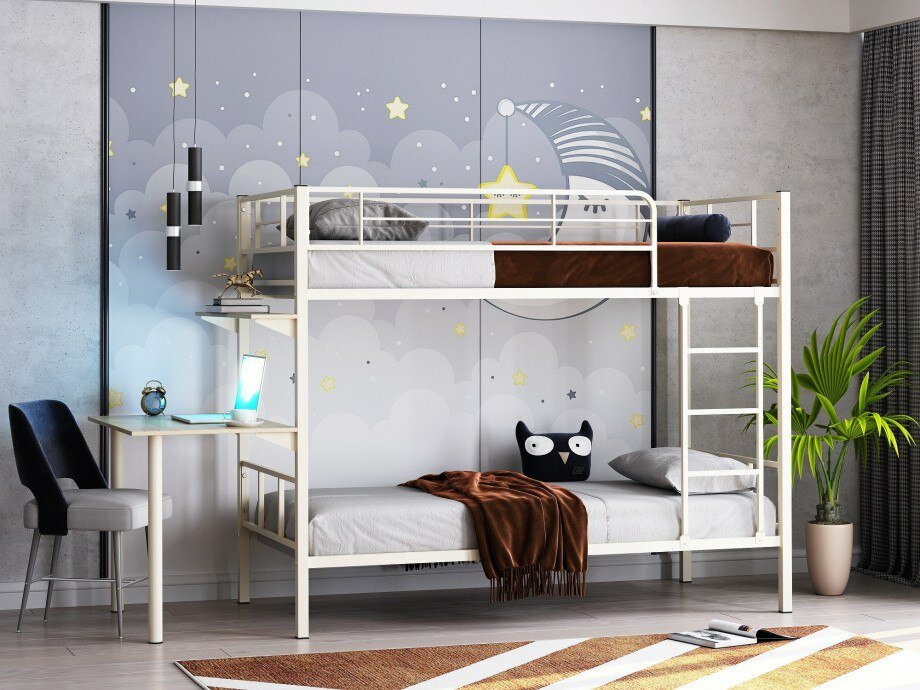 Двухъярусная кровать "Севилья-2", чёрная, с лестницей, усиленная, 190x90 см