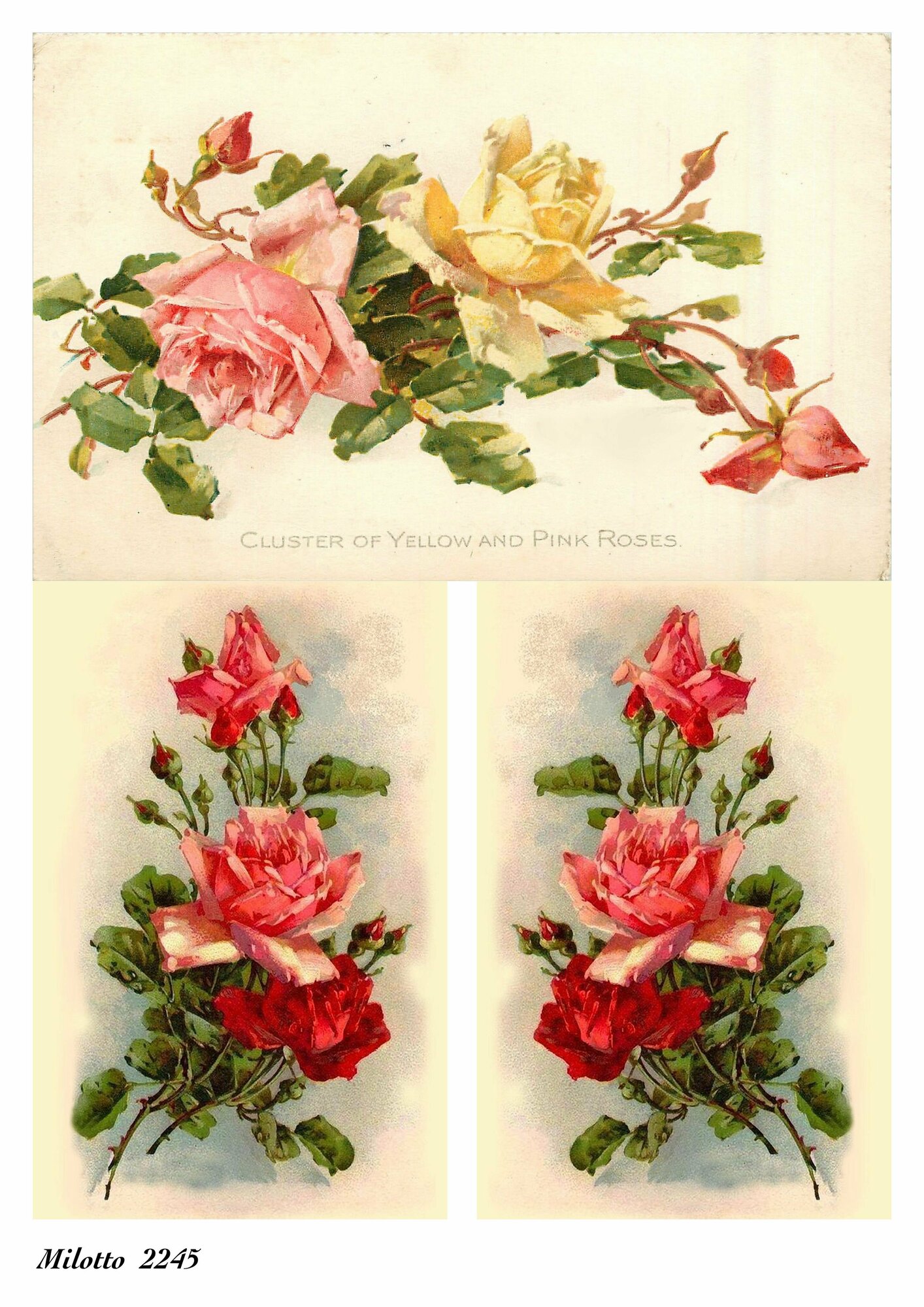 Декупажная карта рисовая бумага А4 цветы розы 2245