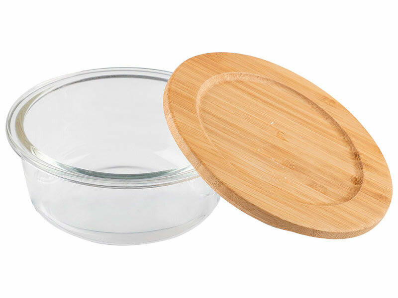 Контейнер из жаропрочного стекла Leonord BAMBU, 400 мл, круглый, с крышкой из бамбука (106023)