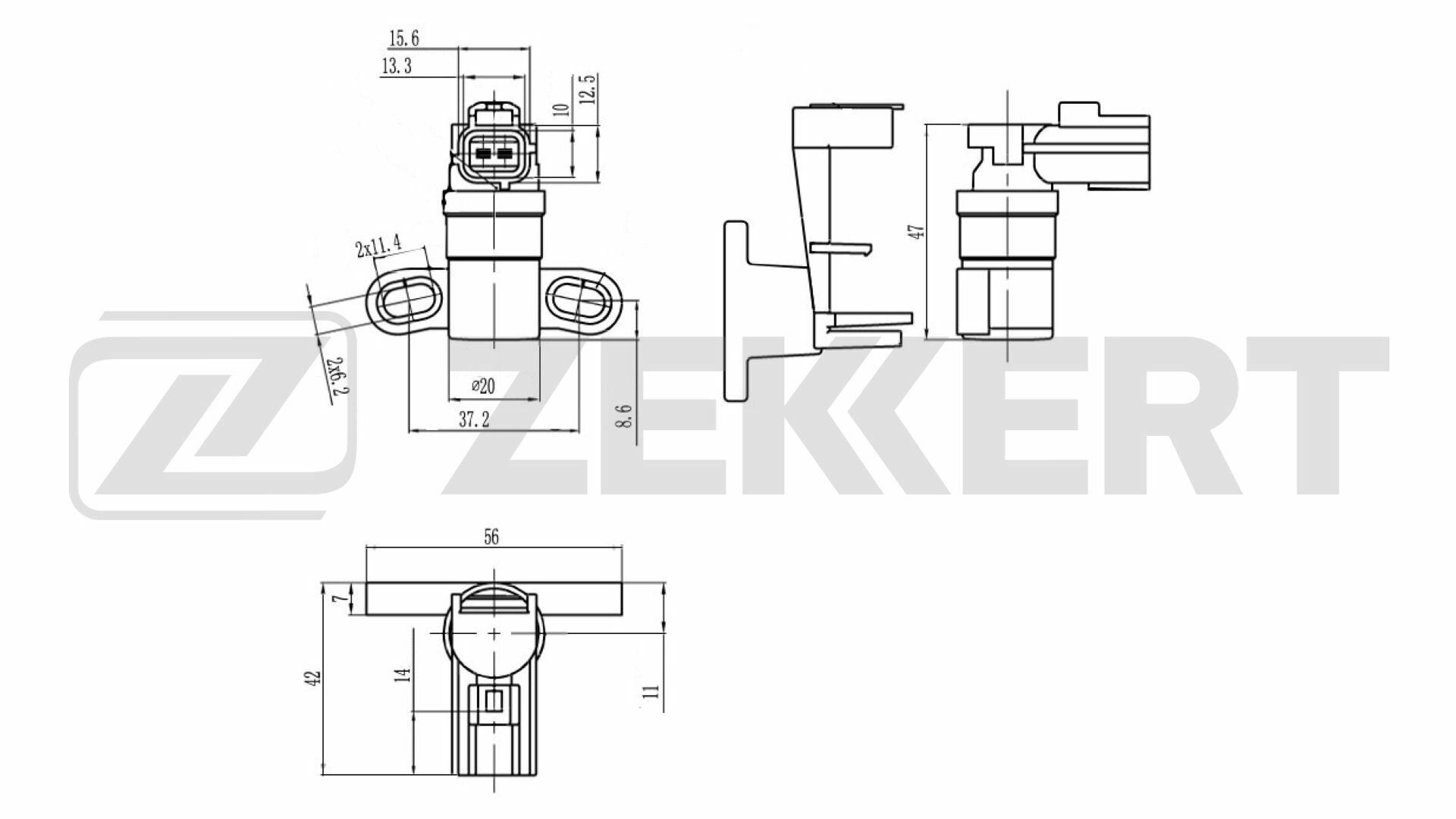 Датчик положения коленвала Ford Focus II 03- Mondeo III IV 00- Fiesta V 05- C-Max 07- Mazda 3 03 Zekkert арт. se-4059