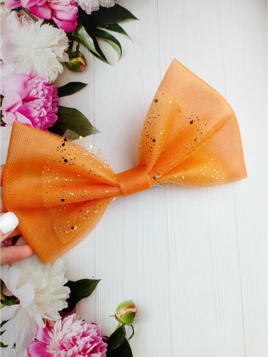 Бант LERANA, для костюма куклы, ручной работы, фатин, длина 22см, оранжевый